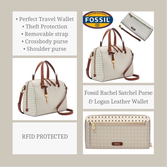 Fossil | Bags | Fossil Rachel Satchel Purse Logan Leather Wallet | Poshmark